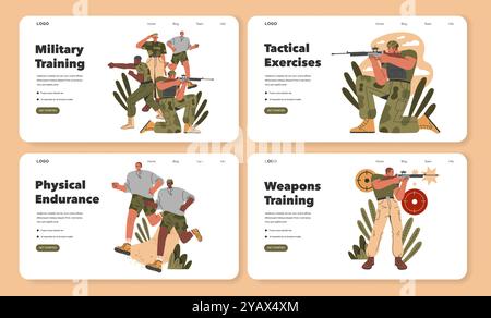 Military Training set. Soldiers engage in fitness, marksmanship, and ...