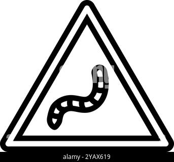 warning symbol worm parasite line icon vector. warning symbol worm ...