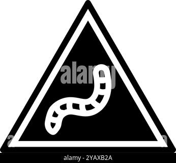 warning symbol worm parasite glyph icon vector. warning symbol worm ...