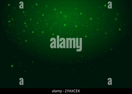 Glowing green particles scattered across a dark background, creating a ...