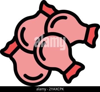 Chicken, food, snack, and other icon in cartoon style.Donut, cream ...