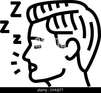 sleep apnea man disease line icon vector illustration Stock Vector ...