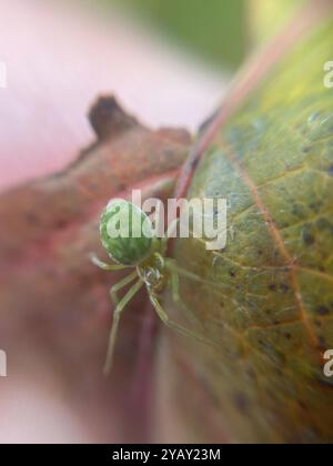 Green Meshweaver (Nigma walckenaeri) Arachnida Stock Photo - Alamy