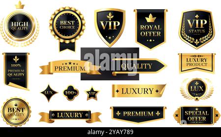 Set of rating stars badges with ribbon in a flat design Stock Vector ...