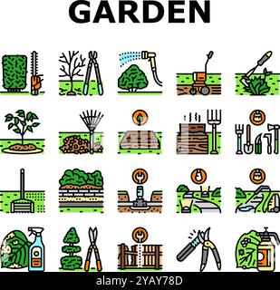 garden maintenance mulching icons set vector Stock Vector Image & Art ...