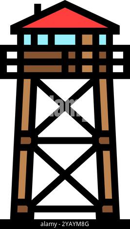 firewatch tower wildfire disaster icon doodle illustration Stock Vector ...