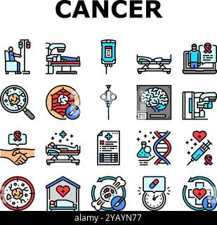 cancer treatment chemotherapy icons set vector. immunotherapy ...