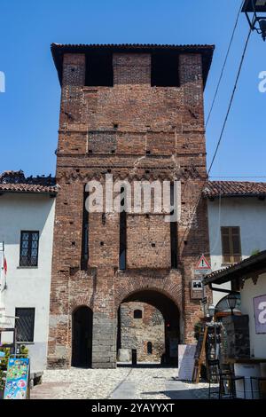 CANDELO, ITALY, 28 JULY 2024: Old town center plaza next to the Ricetto ...