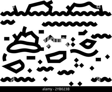floodwater with debris line icon vector illustration Stock Vector Image ...