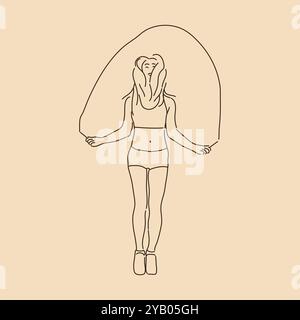 young woman jumping rope vector illustration design Stock Vector Image ...