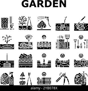 garden maintenance mulching icons set vector Stock Vector Image & Art ...