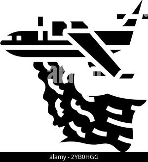 firefighting plane wildfire disaster glyph icon vector. firefighting ...
