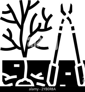 tree pruning garden maintenance glyph icon vector illustration Stock ...