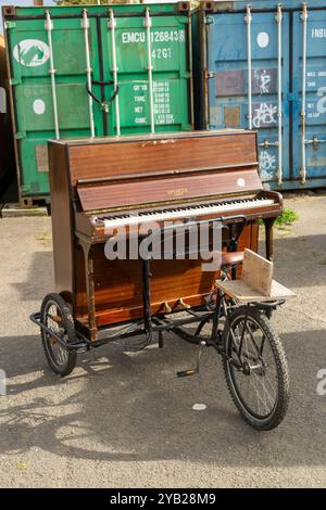 A upright piano mounted on a tricycle bicycle, Pianodrome, Granton ...