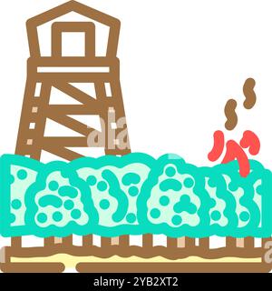 firewatch tower wildfire disaster color icon vector illustration Stock ...