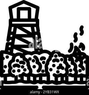 firewatch tower wildfire disaster line icon vector illustration Stock ...
