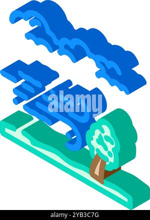 wind gusts hurricane disaster isometric icon vector. wind gusts ...