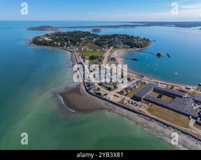 Hull Village aerial view including Telegraph Hill in Hingham Bay in ...