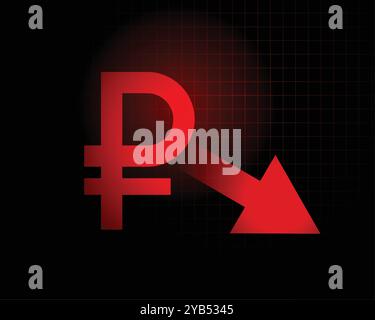weak ruble performance with dowfall arrow Stock Vector Image & Art - Alamy