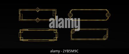 Gold ui frame rpg game button. Medieval border design for title or ...