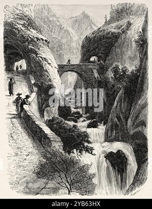 River ravine in Le Tour ski resort leading to the L'Arve river in ...