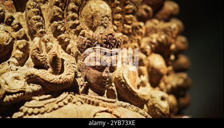 Bhairava, Popular God In Nepal, Is Ferocious Form Of Shiva. Wooden ...