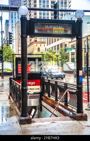 Subway station entrance, Chicago, Illinois, USA Stock Photo - Alamy