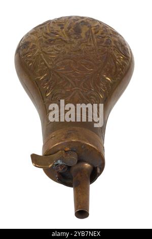 Old west gunpowder flask isolated on white background Stock Photo - Alamy