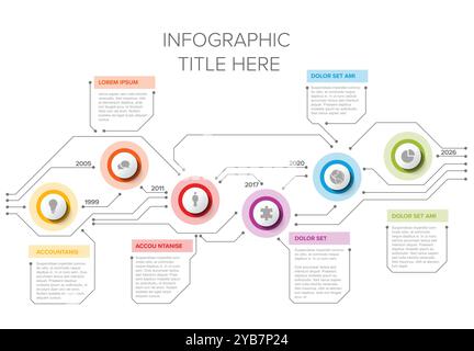 Timeline graphic, modern with year, title and brief description areas ...