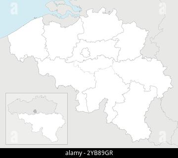 Vector blank map of Belgium with regions, provinces and administrative ...