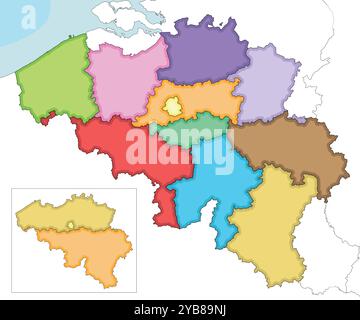 Vector blank map of Belgium with regions, provinces and administrative ...