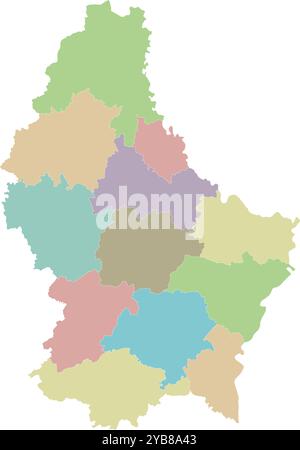 Vector regional map of Luxembourg with cantons and administrative ...
