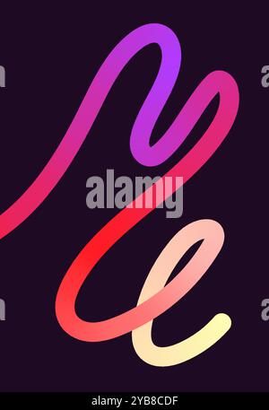 Neon Color Gradient squiggle lines. Scribble stripe with wavy elements ...