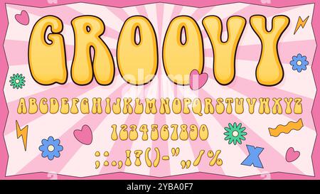 font rave groovy letters. 70s psychedelic type concept Stock Vector ...