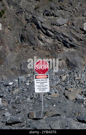 Valdez, Alaska. Heavy equipment being used for the mining of of ...