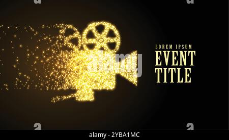 film movie projector made in golden particle sparkle style Stock Vector ...