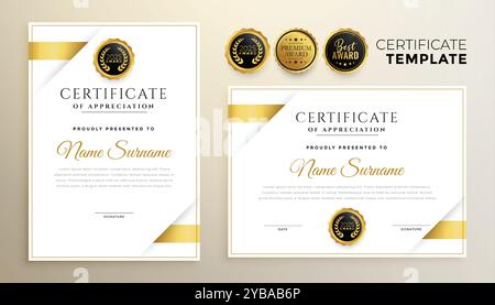 elegant golden multipurpose certificate template set of two Stock ...