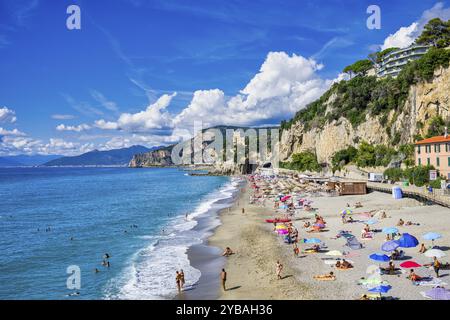 Beach near Finale Ligure, Liguria, Italy, Europe Stock Photo - Alamy