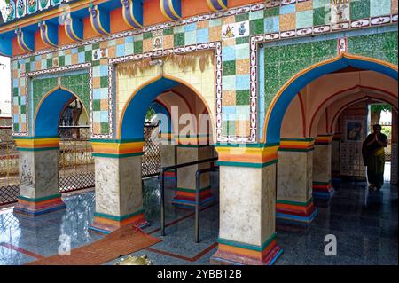 Arches and interior of Anjaneya Hanuman Maruti Temple at Khavatakoppa ...