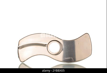 One metal mixer knife, macro, isolated on white background Stock Photo ...