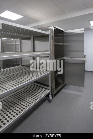 catering room with stainless steel storage and fridges Stock Photo - Alamy