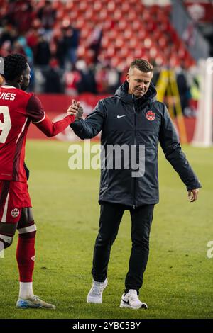 Canada head coach Jesse Marsch celebrates his team's victory in the ...