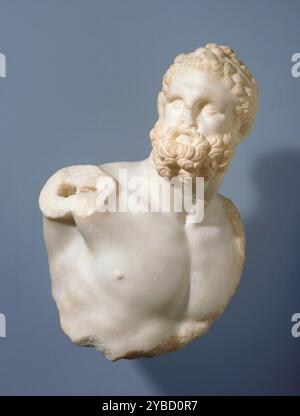 This marble bust represents the Roman god Jupiter, traditionally ...