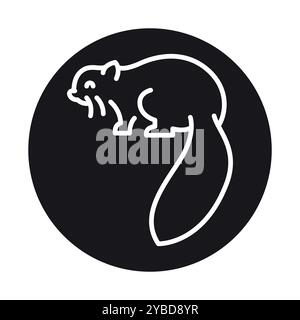 Australian flying squirrel black line illustration. Animals of ...