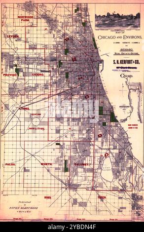 Vintage Detailed Chicago City Map Printable Download Travel Poster ...