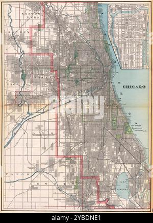 Vintage Detailed Chicago City Map Printable Download Travel Poster ...