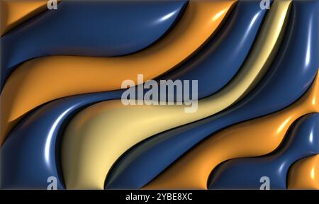 Multicolored inflated figures with shiny surface, 3D rendering ...