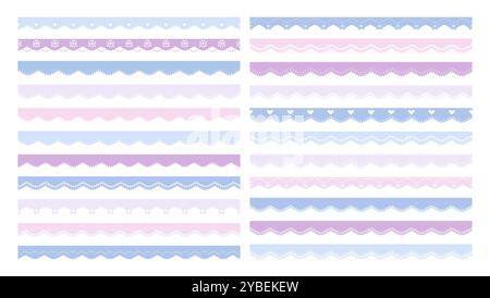 Pastel Scalloped Paper Frame Or Border Divider Collection Isolated ...