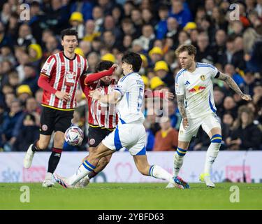 Callum O'Hare of Sheffield United is tackled by Luke Thomas of ...