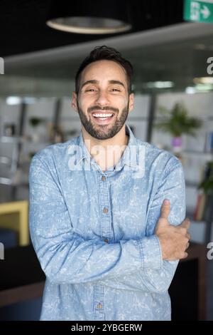 Photo of boss beard millennial guy look laptop yell wear brown shirt ...